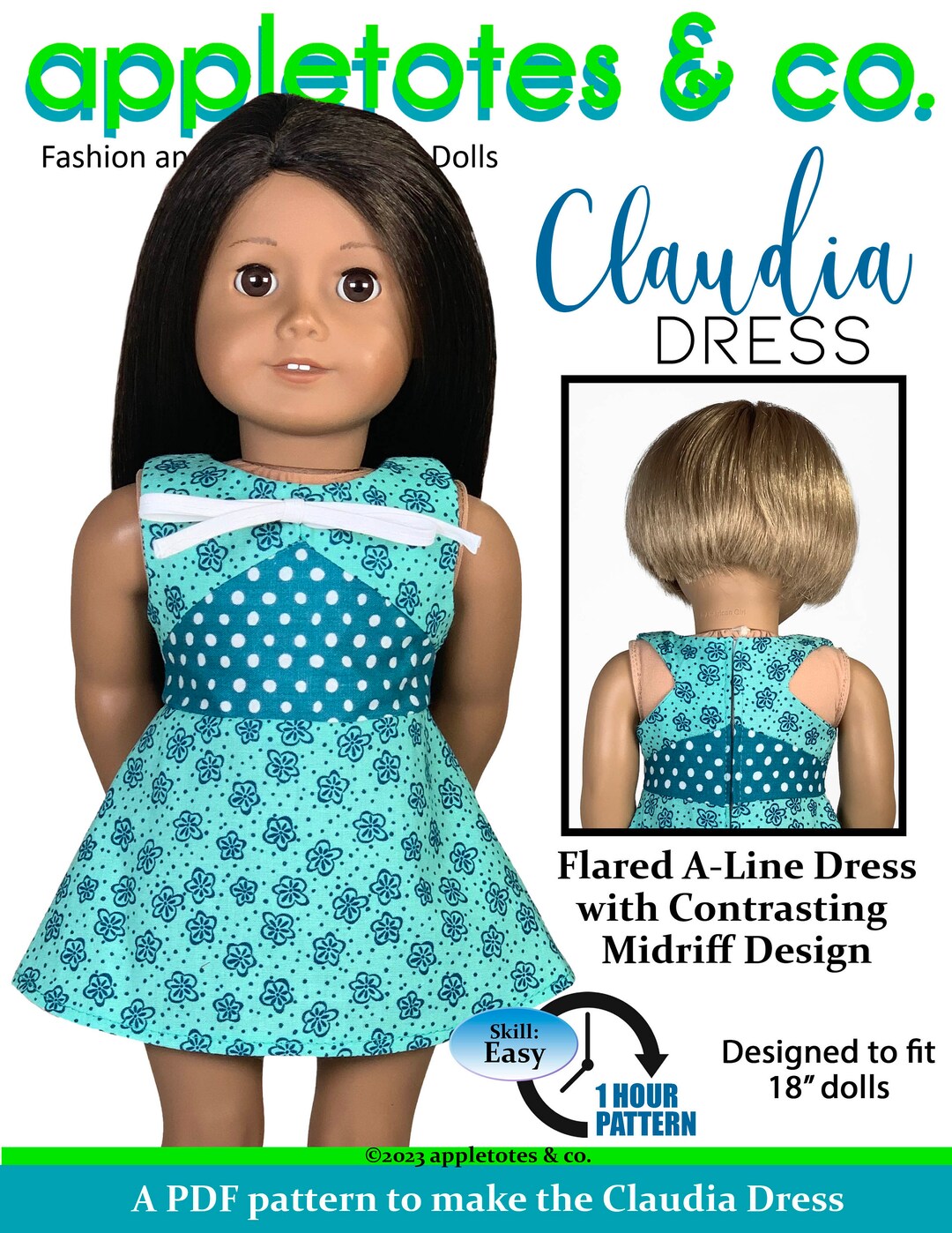 18 Inch Doll Dress PDF Sewing Pattern: Claudia Easy Pleated - Etsy