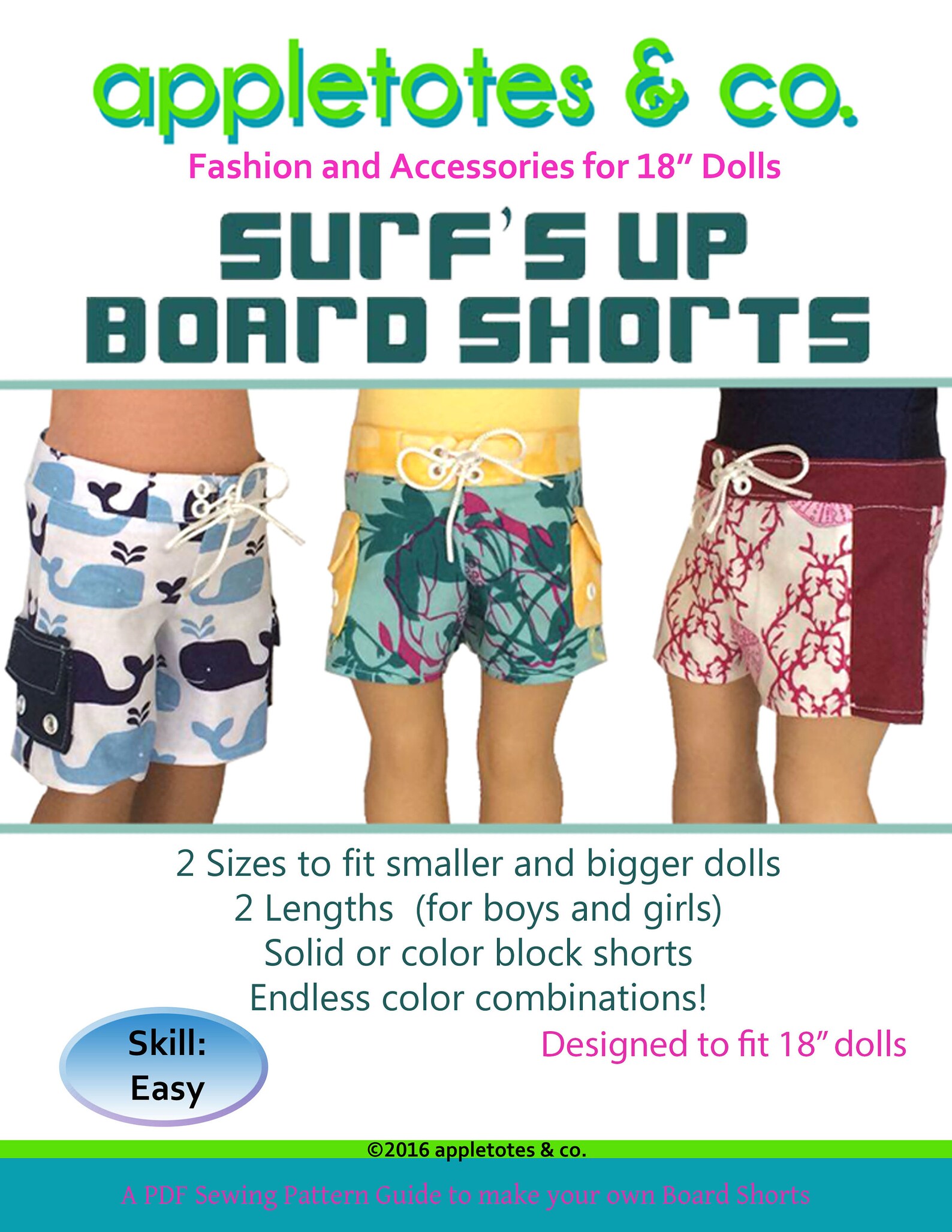 18 Inch Doll Board Shorts Sewing Pattern: Surf's up Style (PDF Pattern ...