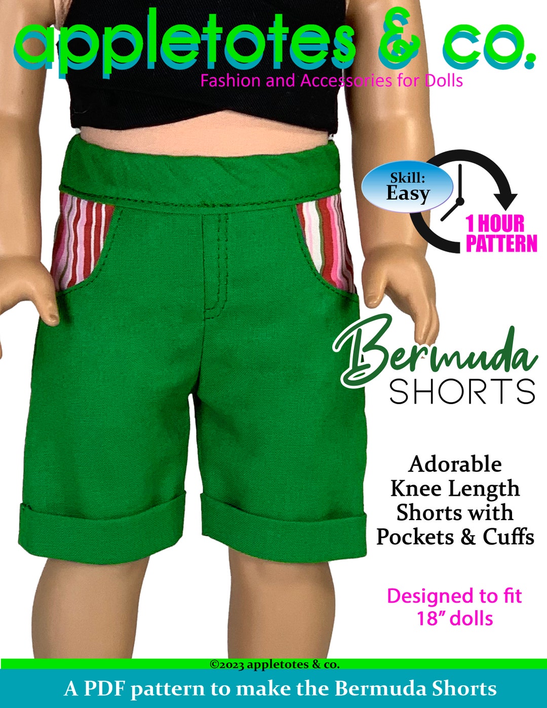18 Inch Doll Bermuda Shorts Sewing Pattern (PDF) - Etsy