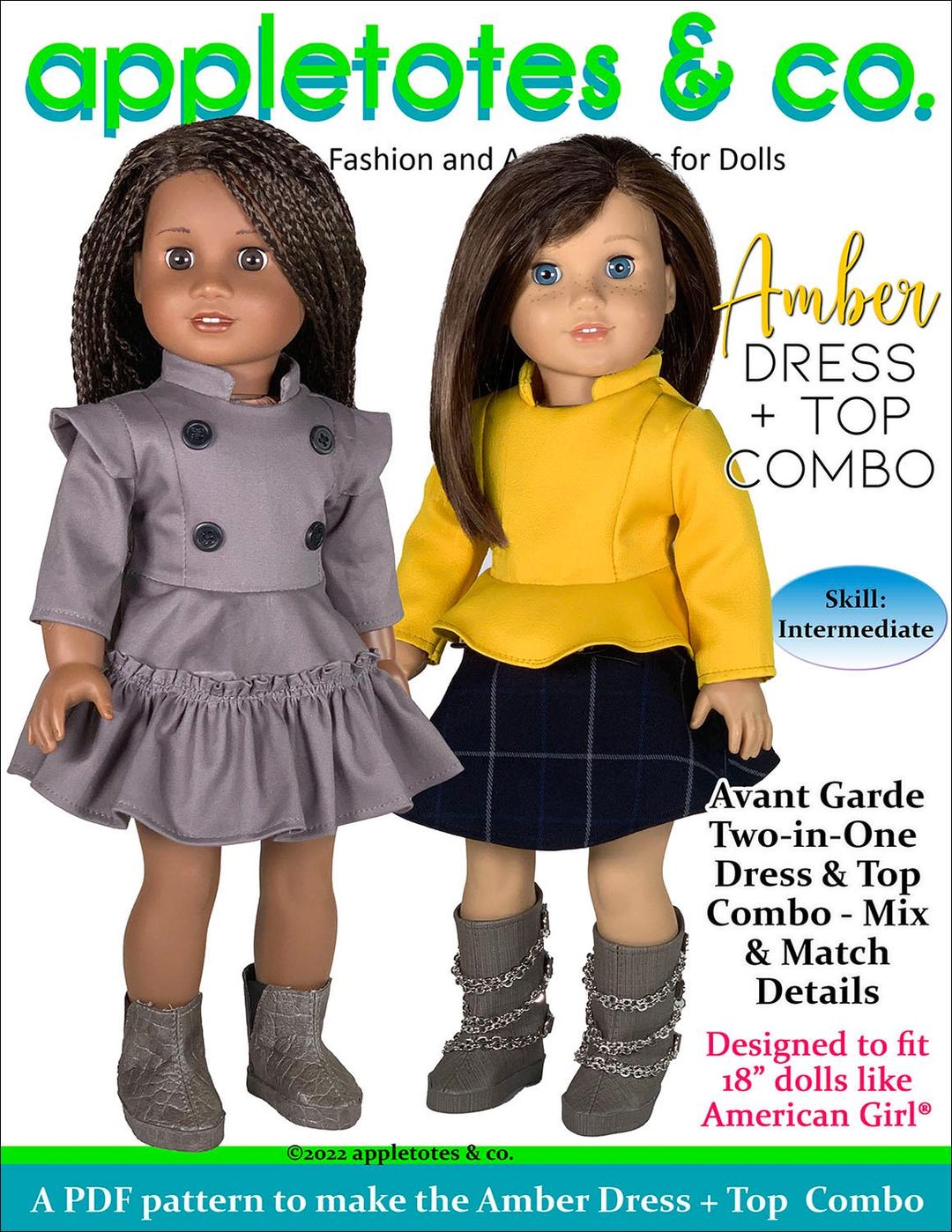 18 Inch Doll Sewing Pattern: Avant Garde Dress Top Combo (PDF Pattern ...
