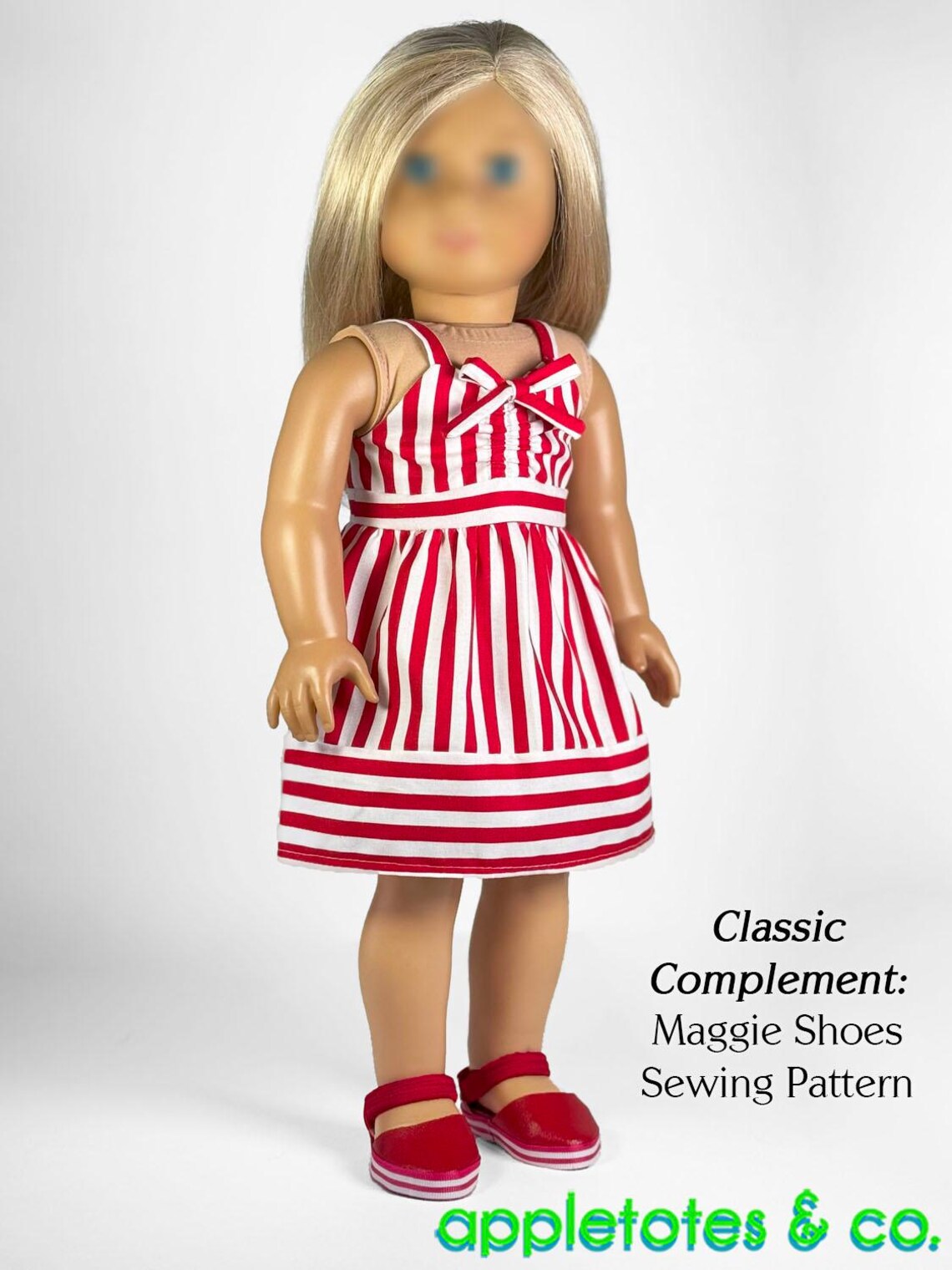 Salma Dress Sewing Pattern for 18" Doll: Striped Design (PDF Pattern ...