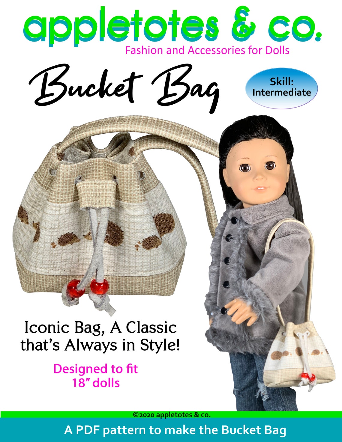 18 Inch Doll Bucket Bag Sewing Pattern: Appletotes & Co. (PDF Tutorial ...