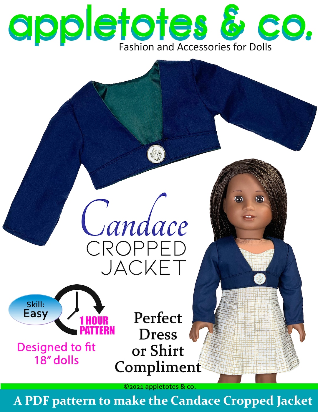 Candace Cropped Jacket Sewing Pattern 18 Doll Clothes PDF Sewing ...