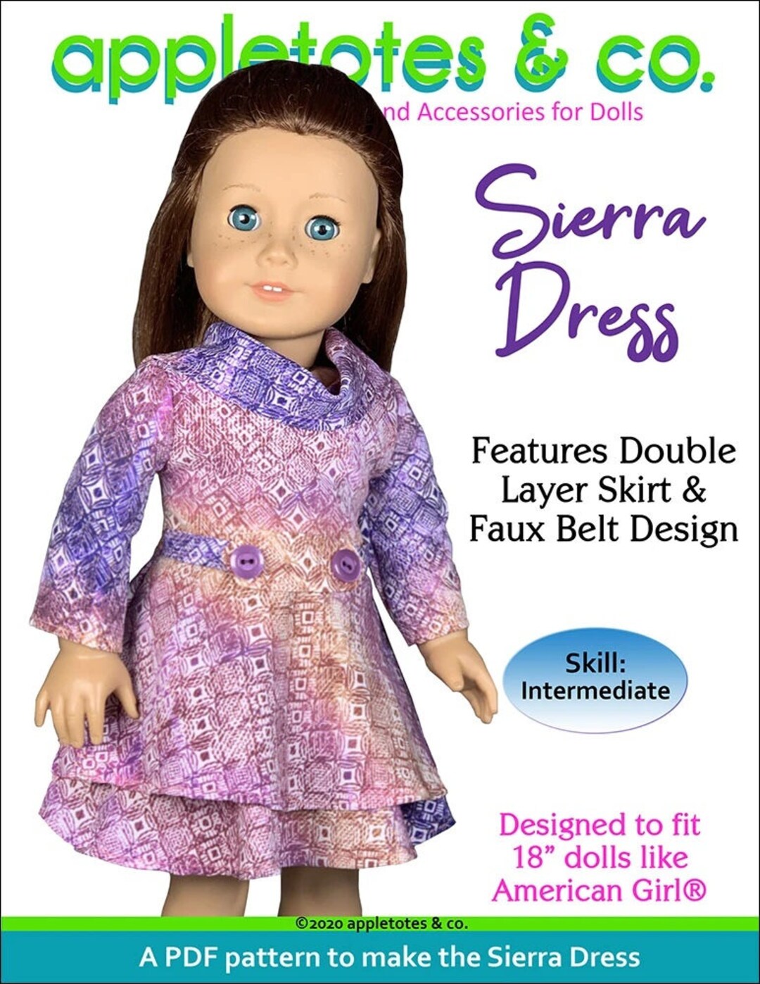 Sierra Dress Sewing Pattern for 18" Dolls: Double Skirt (PDF Pattern ...
