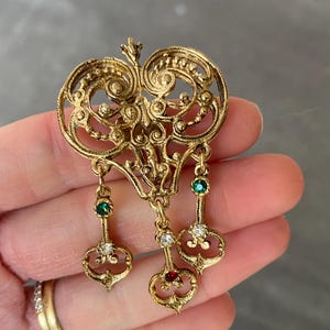 Vintage Frank Usher Victorian Revival Goldtone and Multicoloured ...