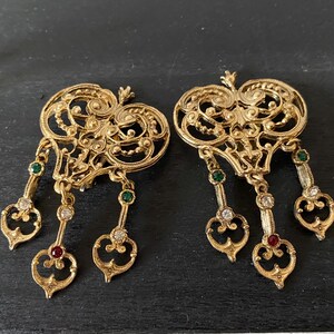 Vintage Frank Usher Victorian Revival Goldtone and Multicoloured ...
