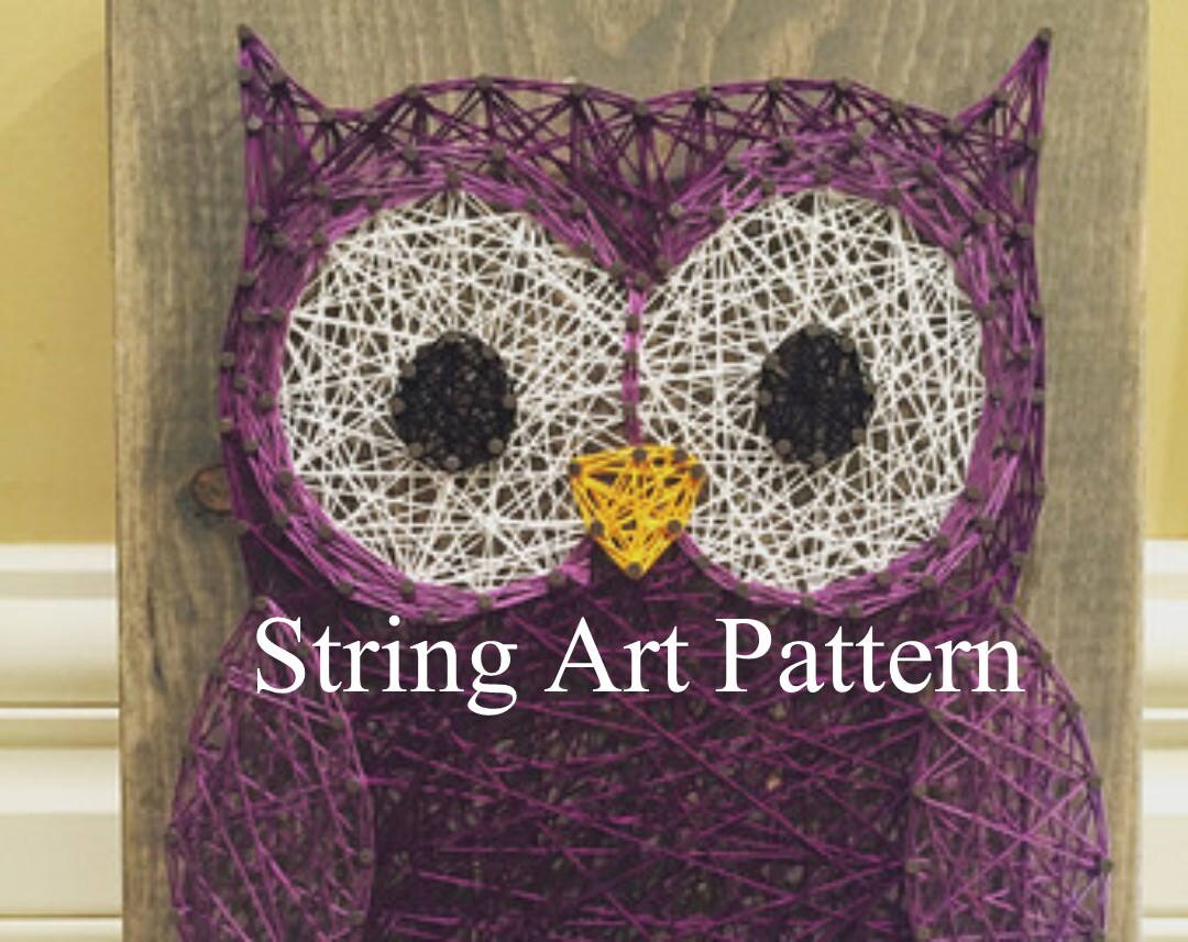 Owl DIY String Art Pattern, DIY String Art Pattern, Owl String Template ...
