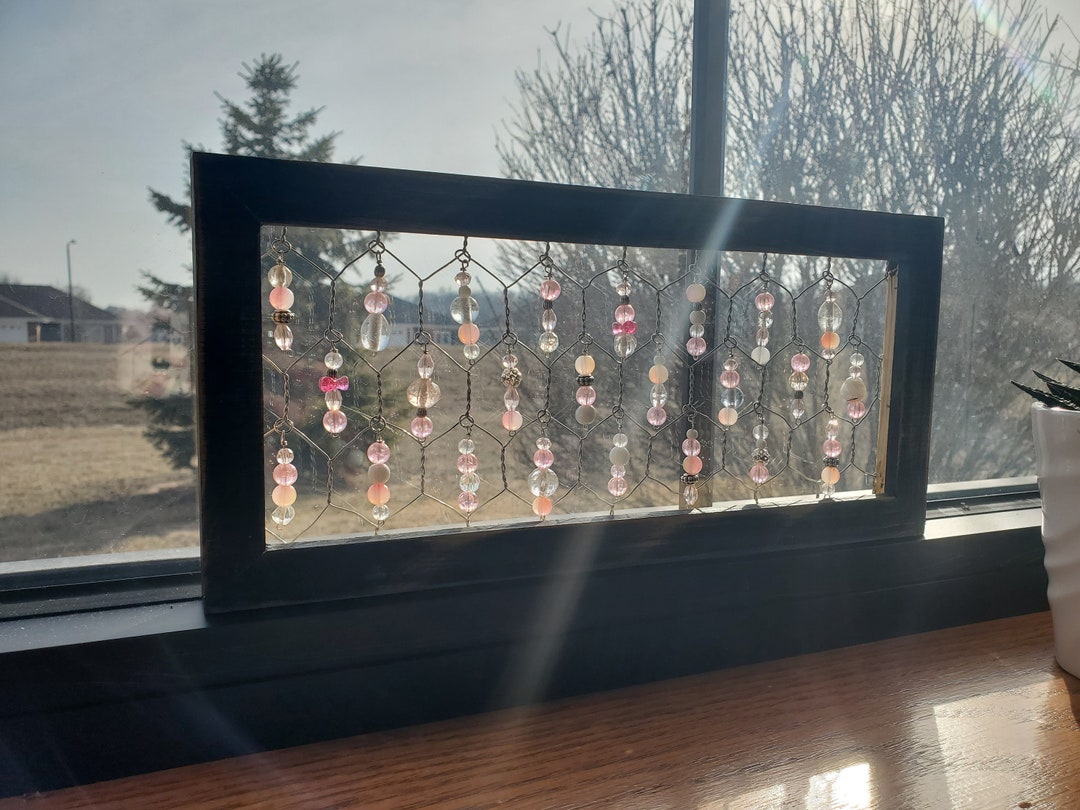 Chicken Wire Sun Catcher, Glass Bead Sun Catcher, Sun Catcher, Bead Sun ...