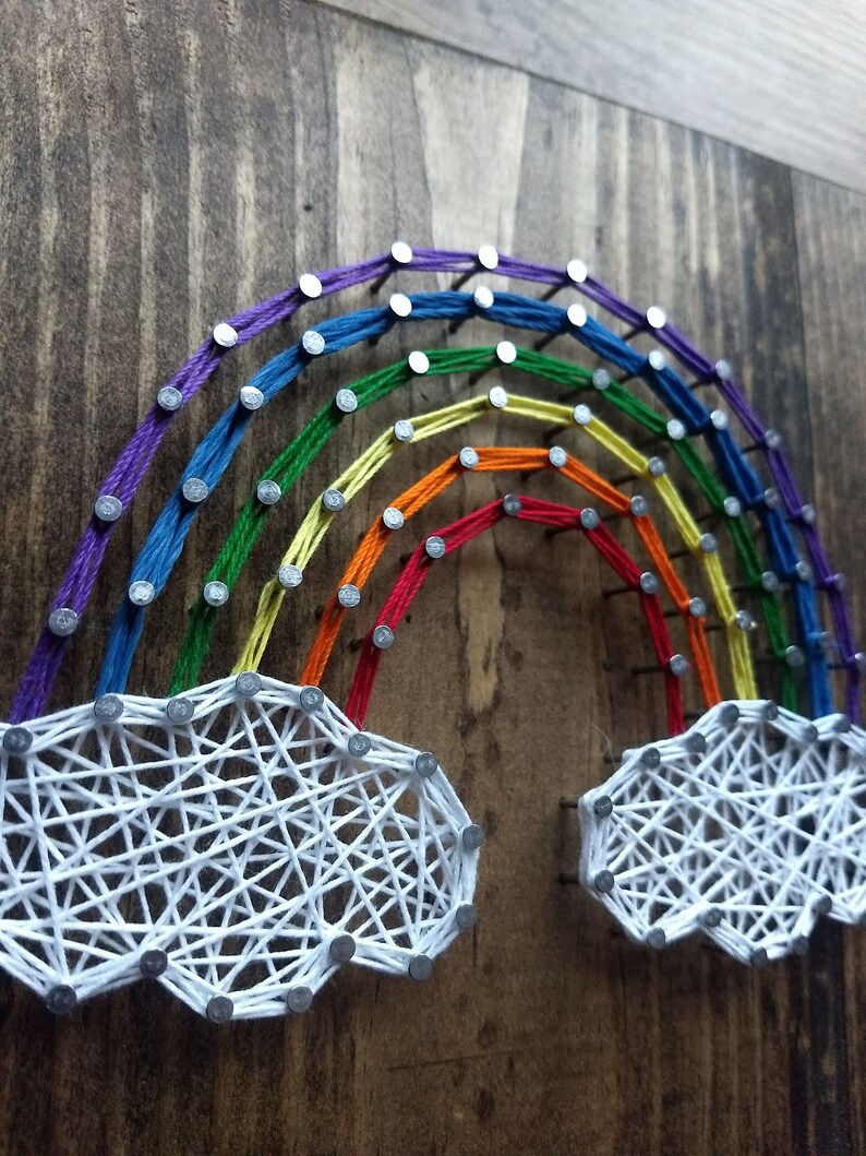 Rainbow String Art String Art Kit Diy Rainbow String Art | Etsy