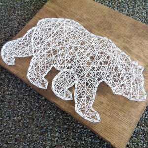Bear String Art, Grizzly Bear String Art, Cabin Decor, Wildlife String Art, Bear Wall Decor ...