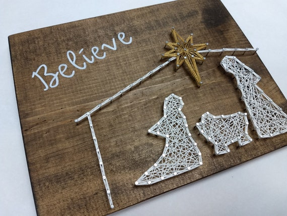 Believe string art Christmas string art baby Jesus string | Etsy