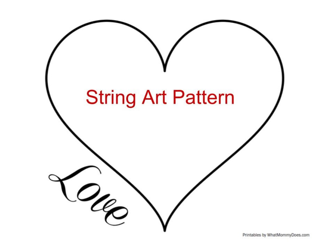 String Art Template, String Art Pattern, Diy String Art, Heart String ...