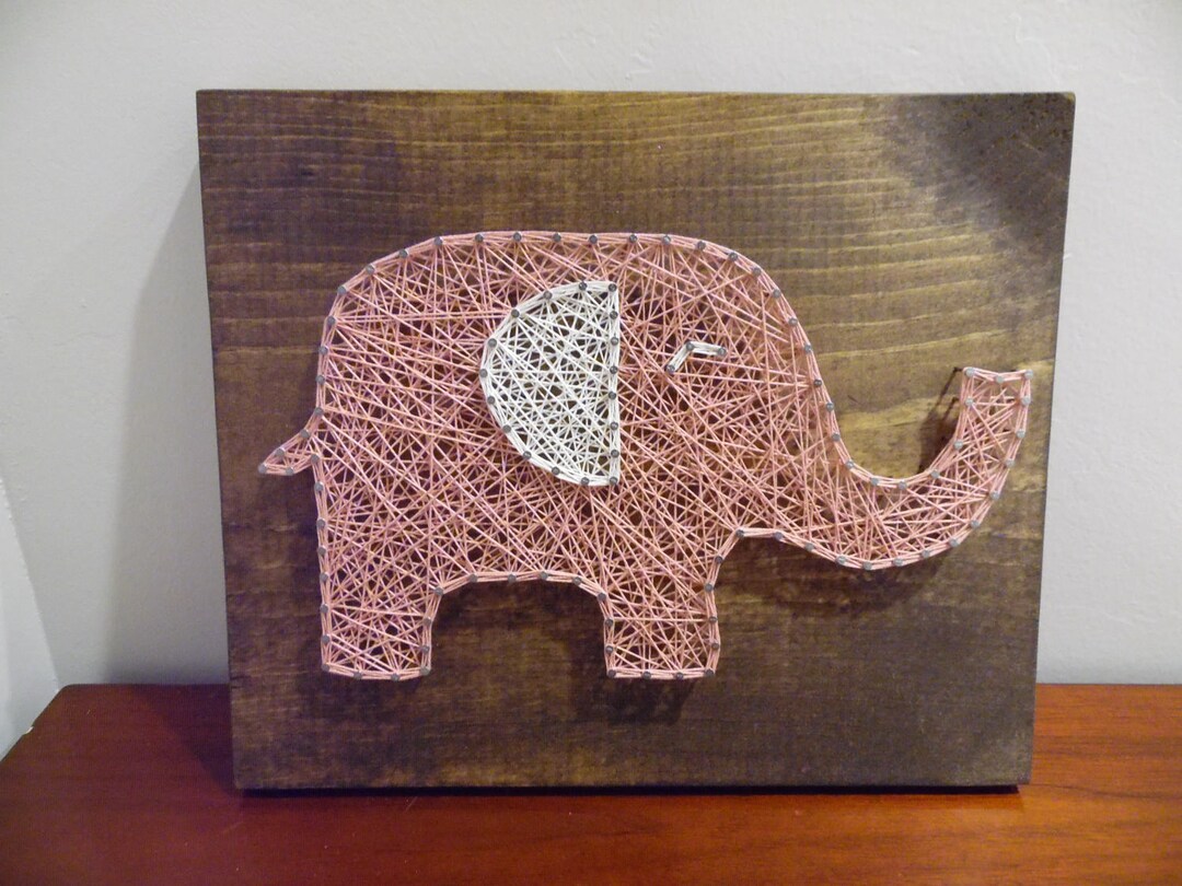 Baby Elephant String Art, Elephant String Art, Baby Girl Nursery Decor ...