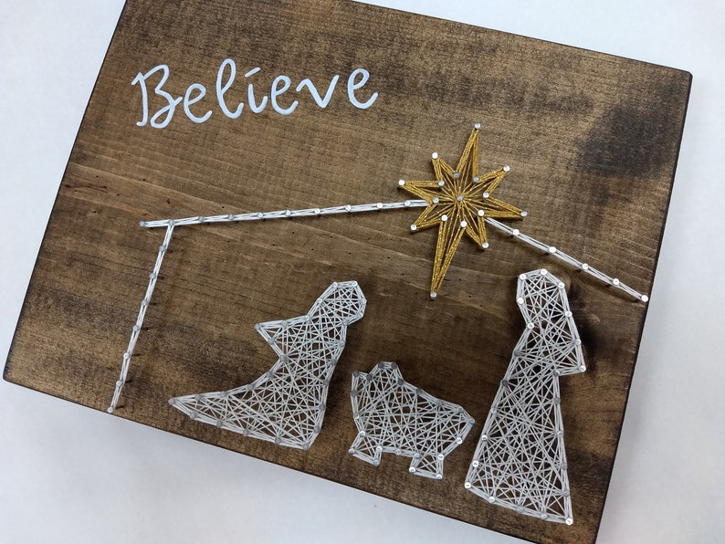 Believe string art Christmas string art baby Jesus string | Etsy