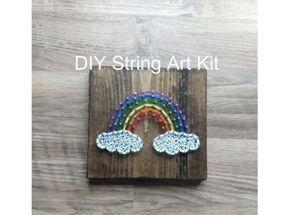 Rainbow String Art String Art Kit Diy Rainbow String Art | Etsy