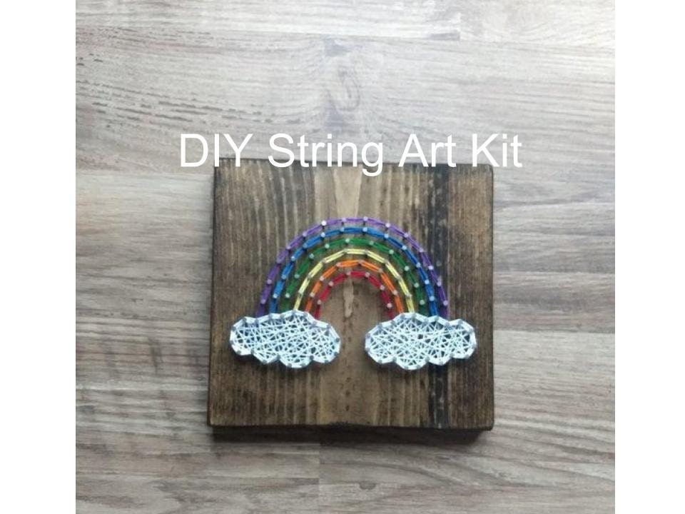 Rainbow String Art String Art Kit Diy Rainbow String Art | Etsy