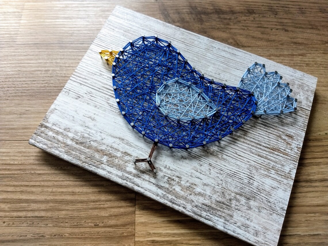 Spring string art blue bird string art bird decor blue bird | Etsy