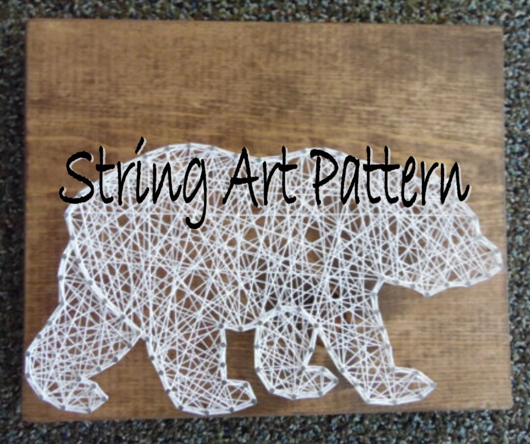 Bear String Art Pattern, String Art Pattern, Bear Art Pattern, String Art Bear Pattern, DIY Bear ...