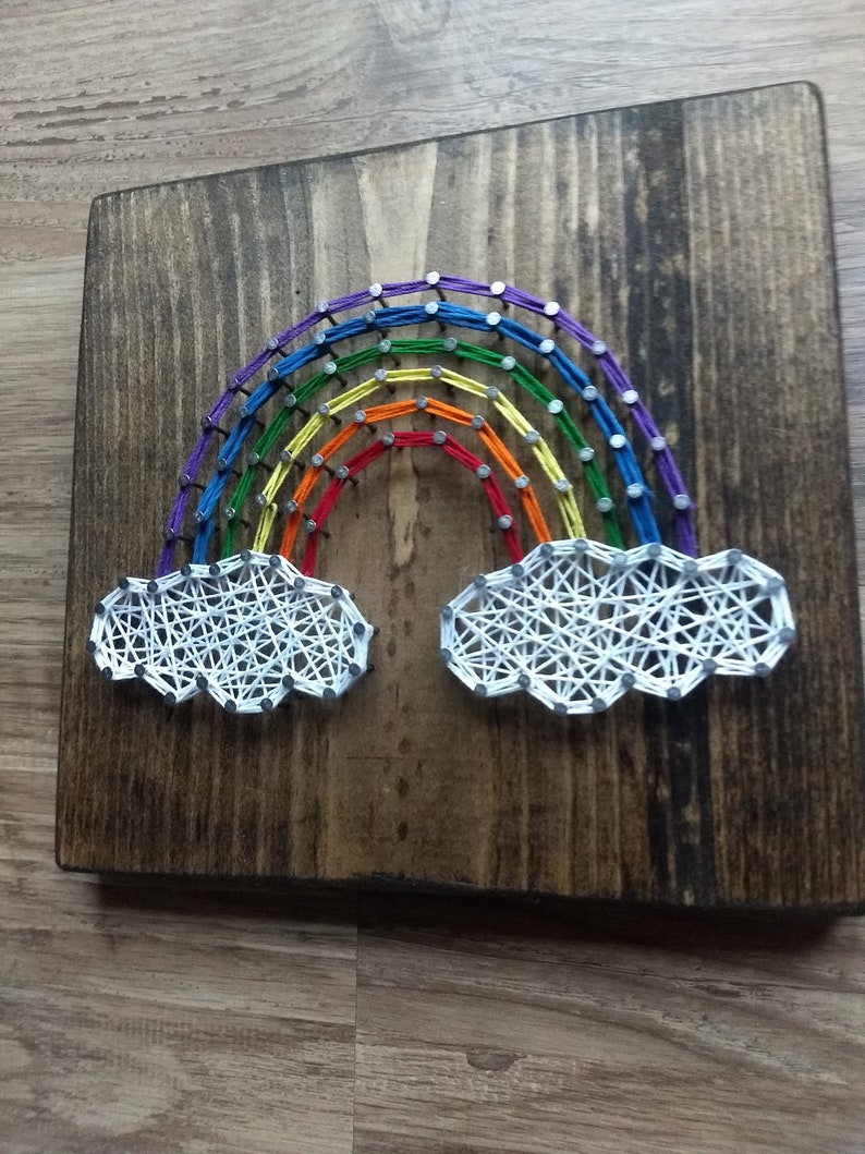 Rainbow String Art String Art Kit Diy Rainbow String Art | Etsy