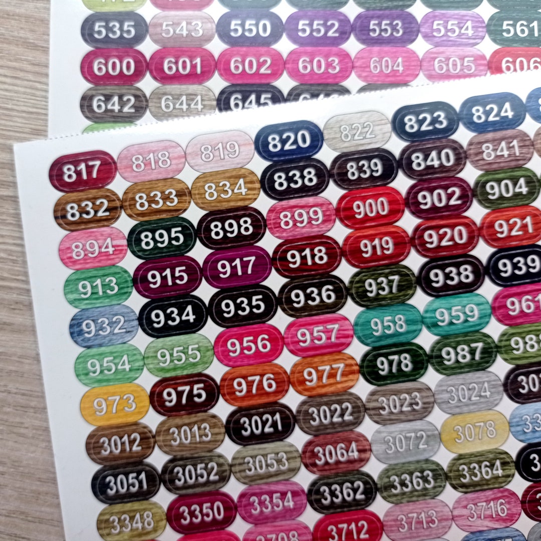 Color Stickers 504 Numbers for DMC Moulin Thread, Size 7x14 Mm Suitable ...