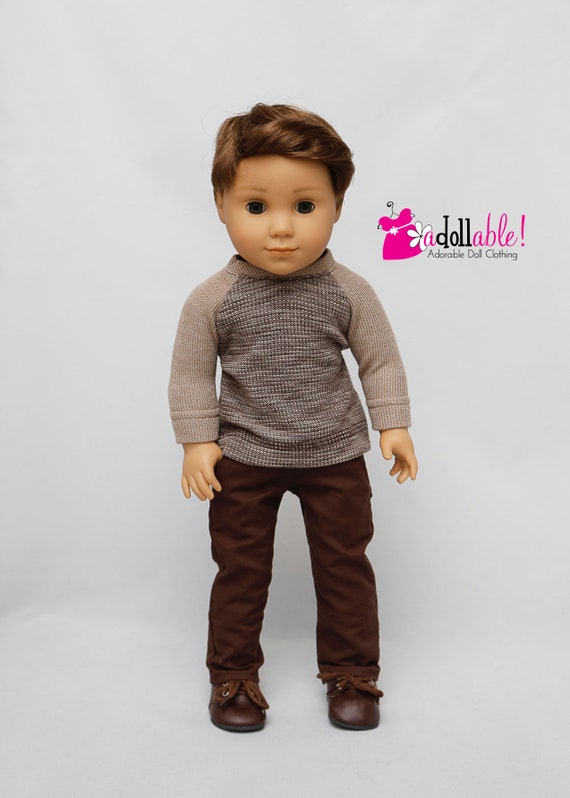 Fits Like American Boy Doll Clothes 18 Inch Boy Doll Clothes Camel Summit Baseball Tee and Dark Brown Long Pants Etsy