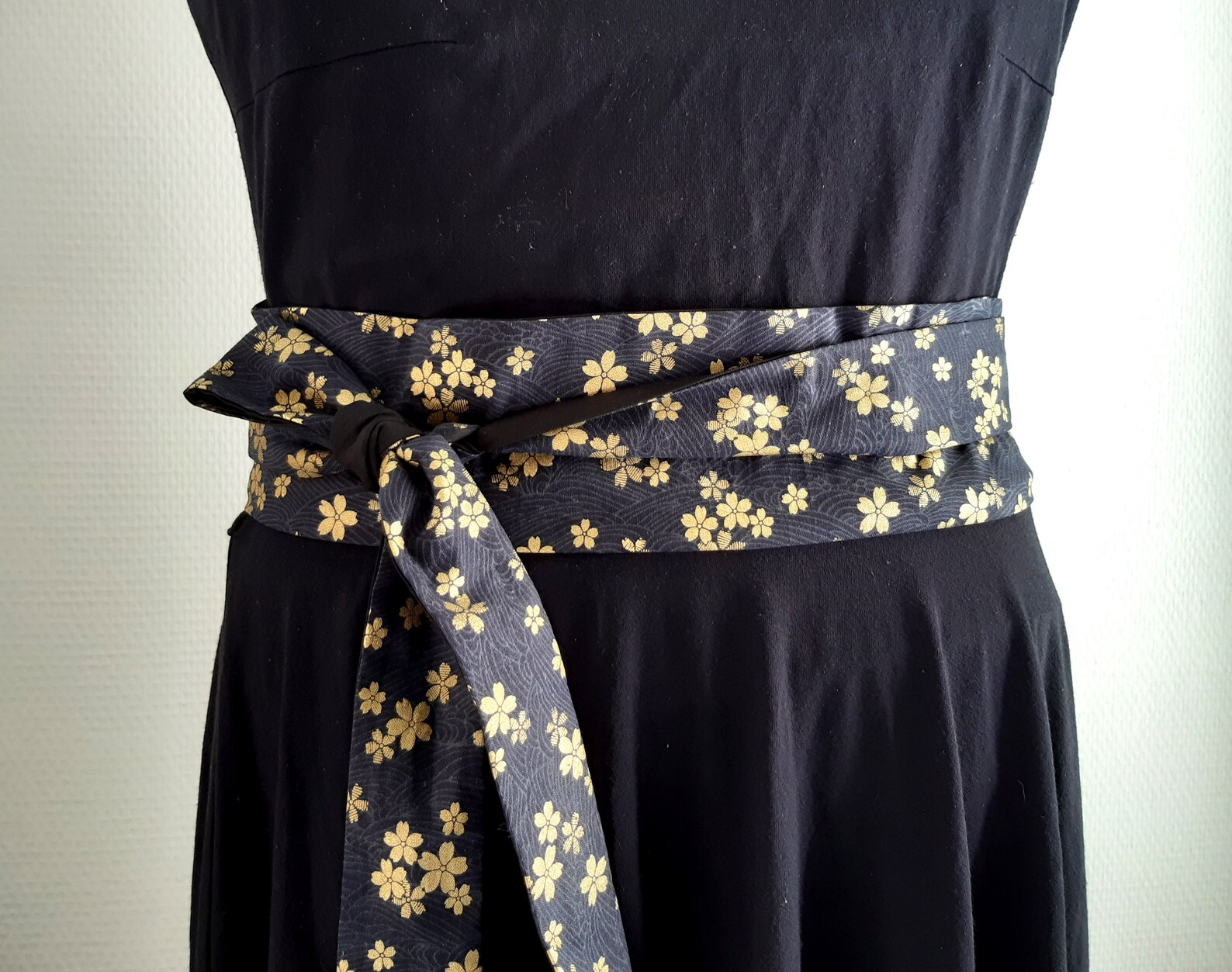 Blue Obi Belt Obi Sash Golden Flowers Woman Accessory - Etsy