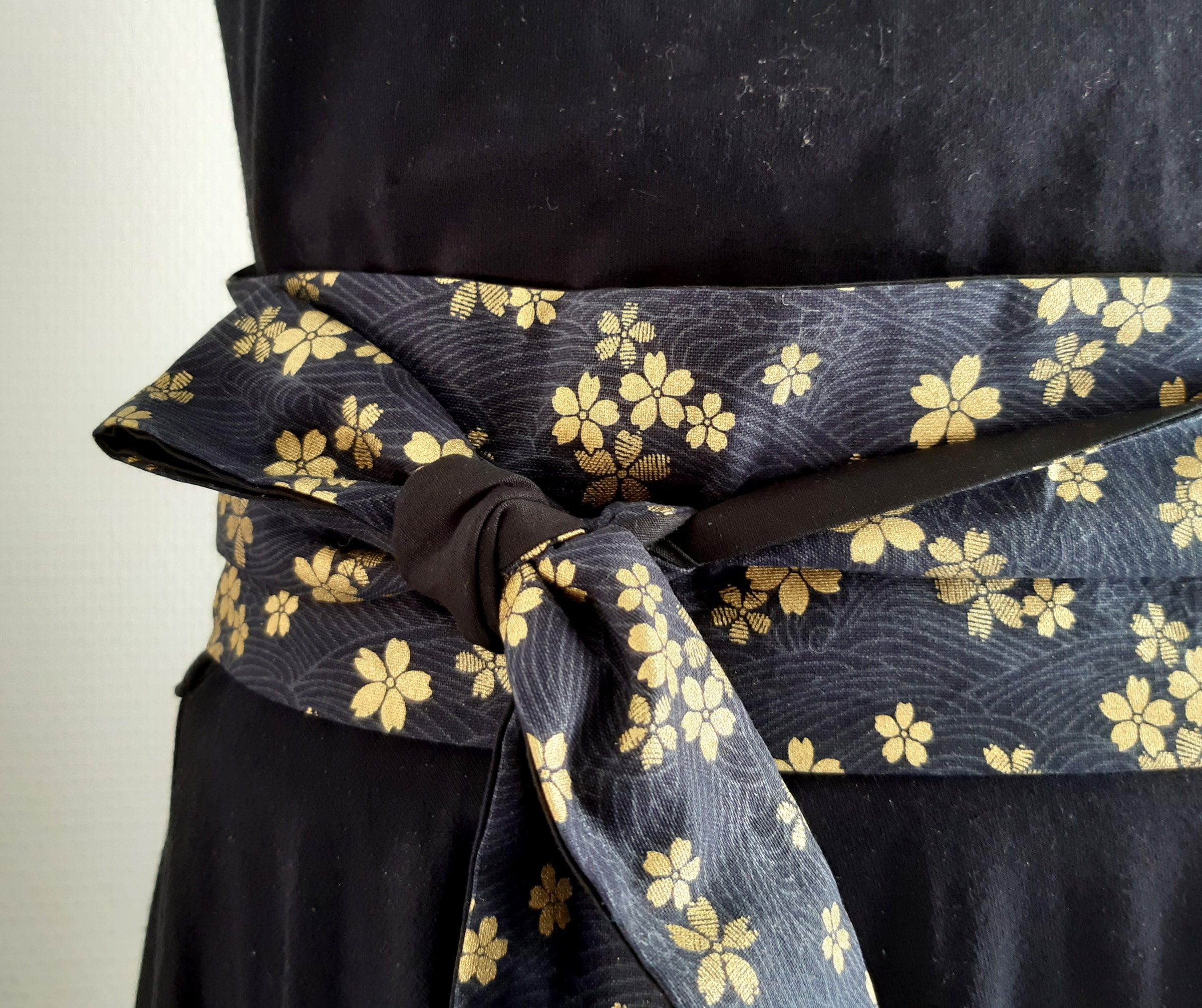 Blue Obi Belt Obi Sash Golden Flowers Woman Accessory - Etsy