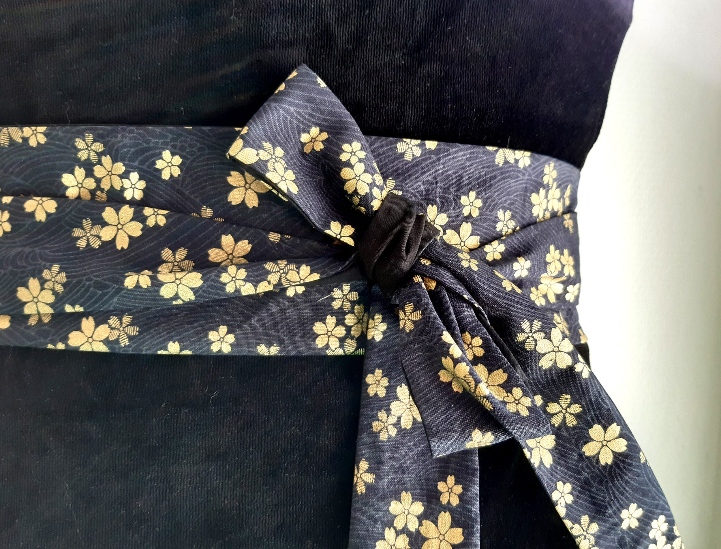 Blue Obi Belt Obi Sash Golden Flowers Woman Accessory - Etsy