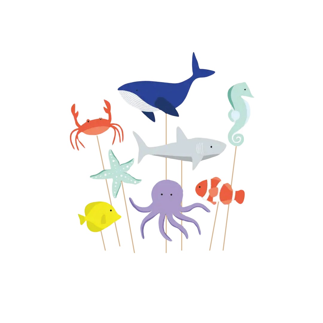 Under the Sea Cake Toppers 8ct Ocean Baby Shower Aquarium Party Under ...