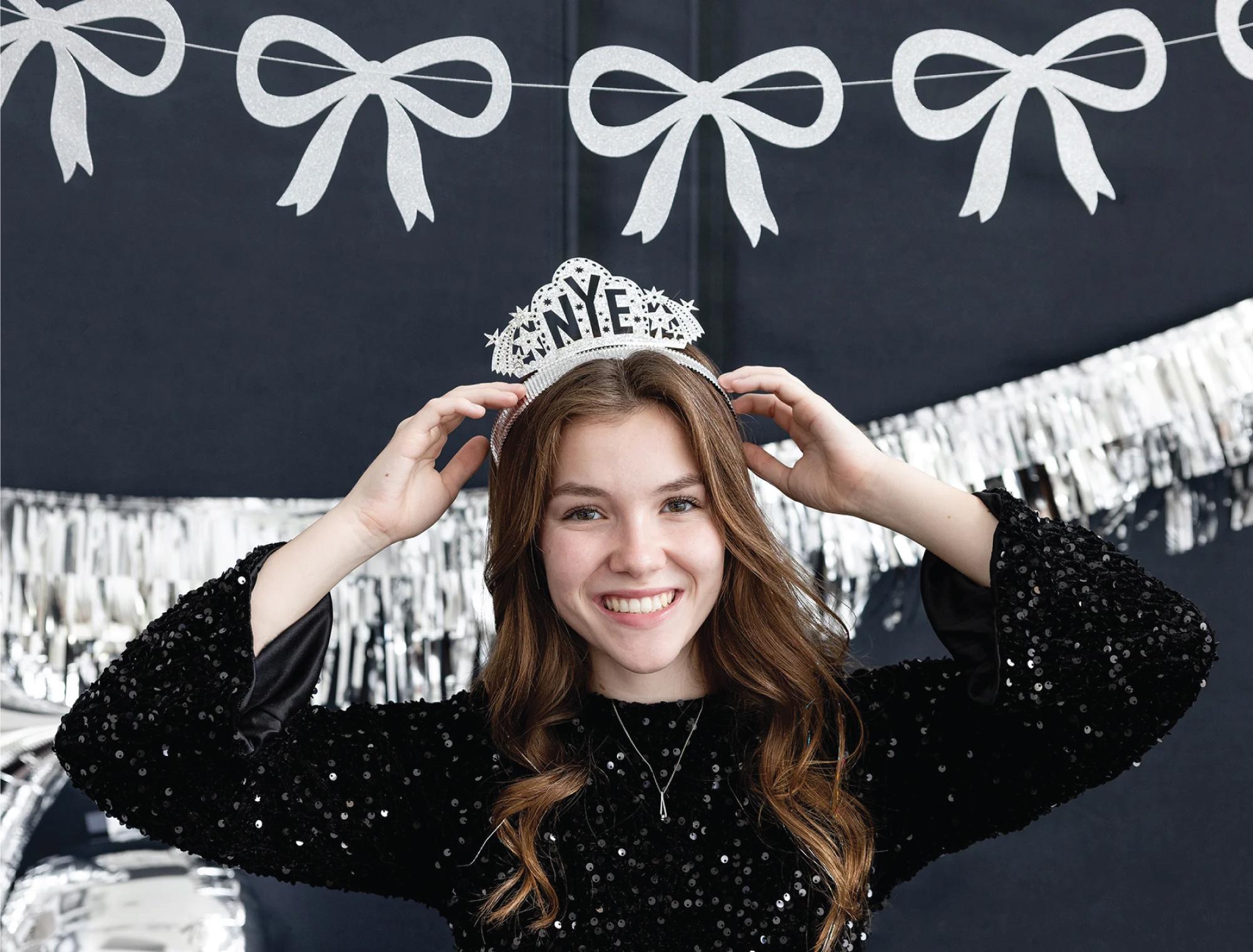 Silver Glitter Bow Banner 6ft – Bow Party, Baby Shower, or New Year’s ...