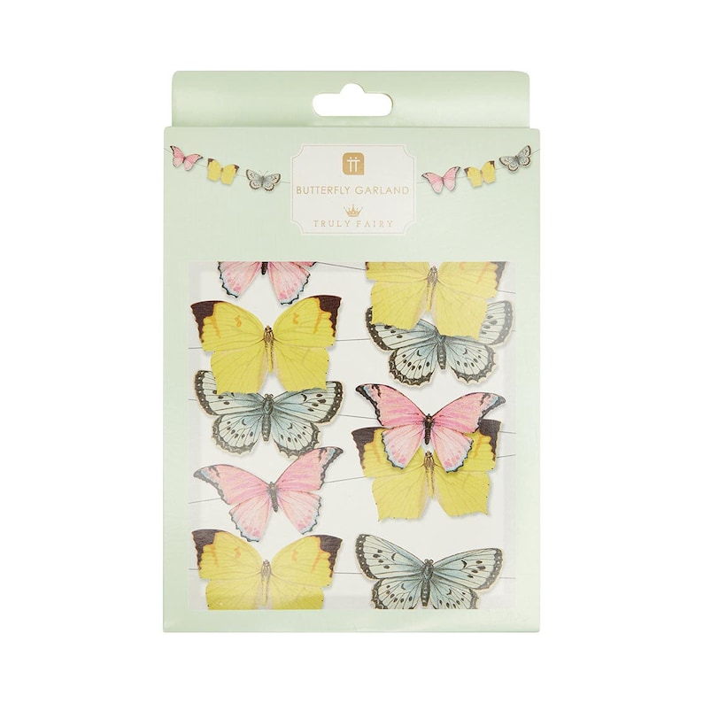 Pastel Mini Butterfly Garland 16ft – Fairy Garden or Butterfly Birthday ...