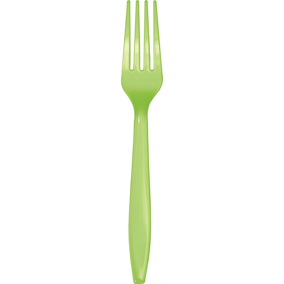 Lime Green Plastic Forks Service for 24 | Plastic Silverware | Party ...