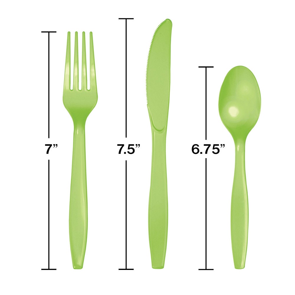 Lime Green Plastic Cutlery Service for 8 Silverware Fiesta - Etsy