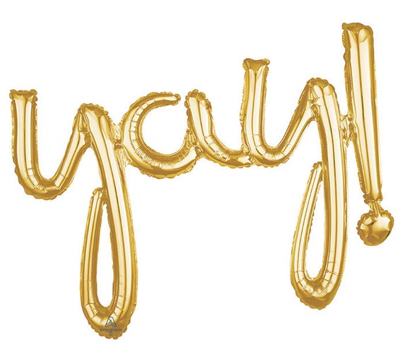 Gold YAY! Script Balloon 35" | Gold Party Decor | Graduation ...
