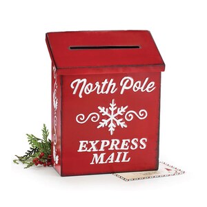 Red North Pole Express Mailbox 1ct Christmas Centerpiece Hot Cocoa Bar ...