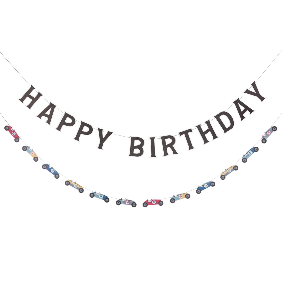 Vintage Race Car Birthday Banner Set 2ct | Racing Birthday Party | Fast ...