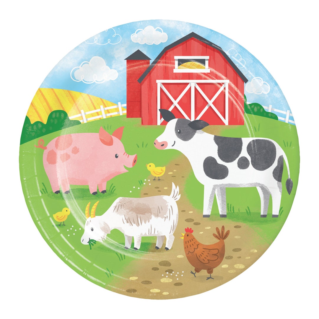 Farm Animals Lunch Plates 8ct | Farm Party Plates | Farm Baby Shower ...