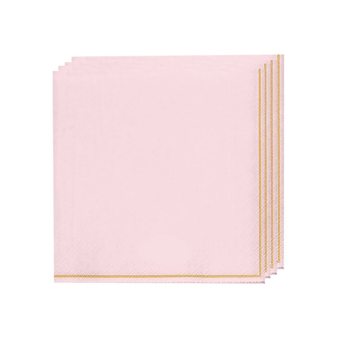 Pale Pink & Gold Stripe Lunch Napkins 20ct | Girls Birthday Napkins ...
