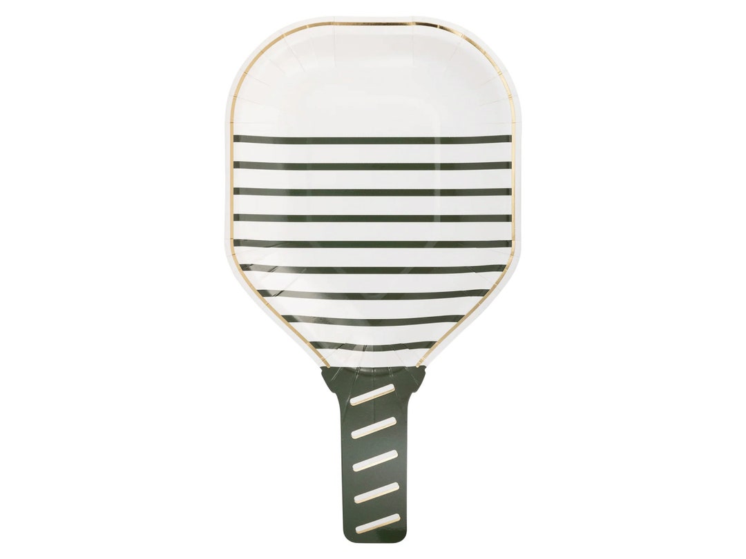 White Pickleball Paddle Dessert Plates 8ct | Pickleball Birthday ...