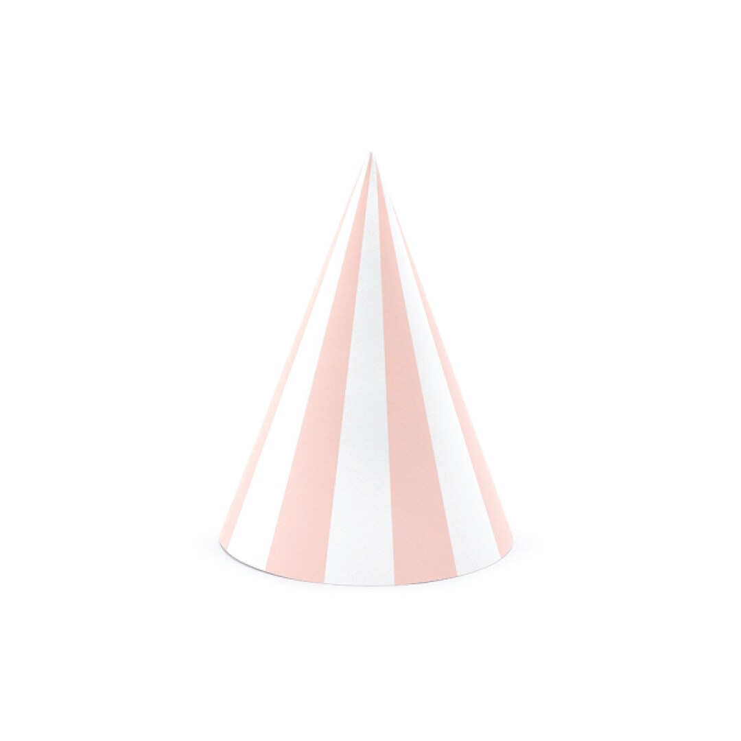 Light Pink Striped Party Hats 6ct Girls First Birthday Party Ice Cream ...