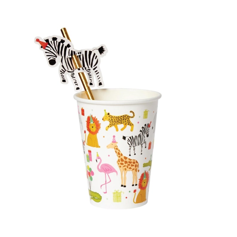 Calling All Party Animals Paper Cups & Straws 8ct – Safari Birthday ...