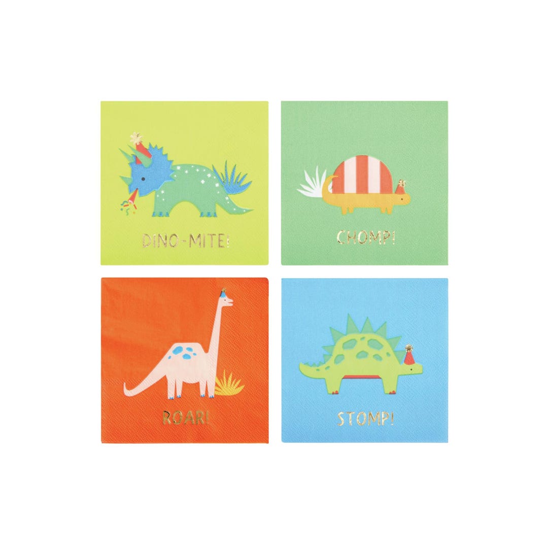 Dino Party Dessert Napkins 20ct | Dinosaur Napkins | Dinosaur Party ...