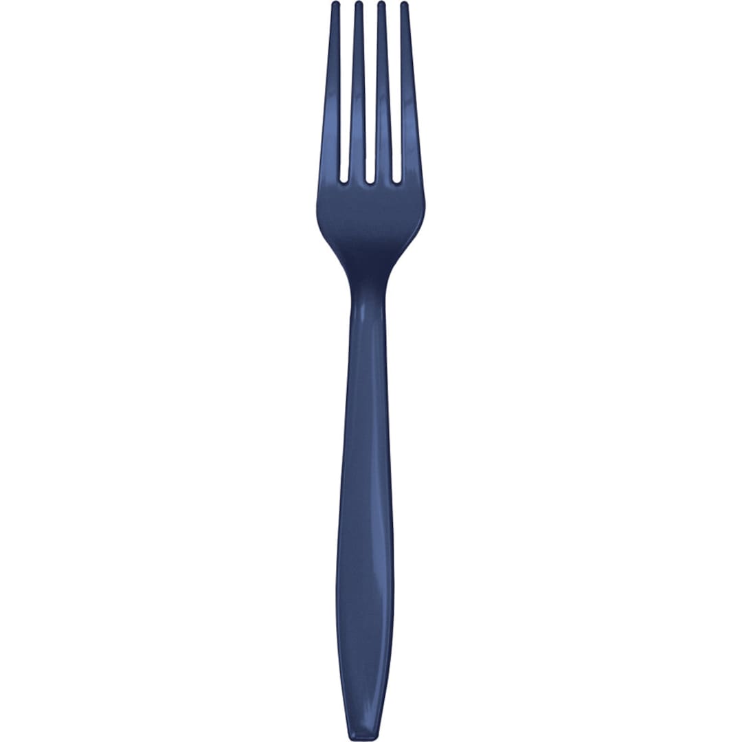 Navy Plastic Forks (24ct) – Disposable Flatware for Party or Holiday ...