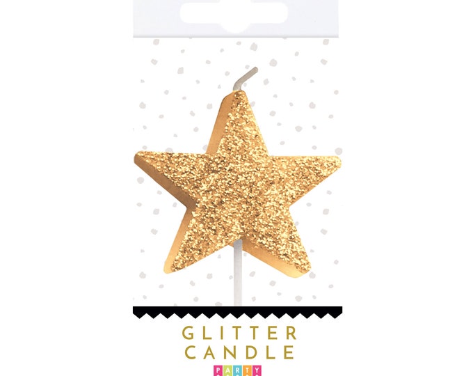 Gold Glitter Star Candle | Gold Star Candle | Star Birthday Candle ...