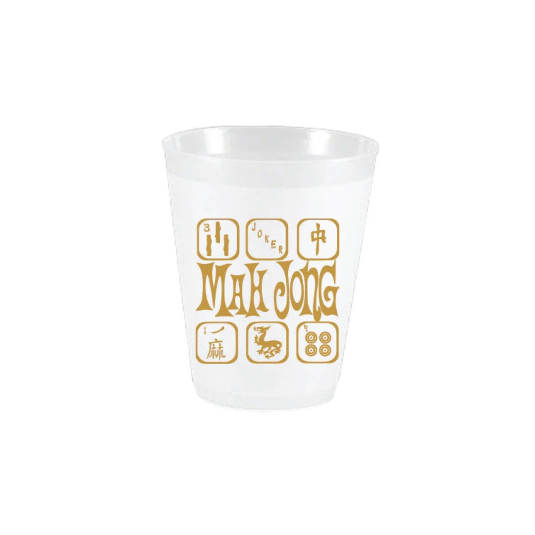 Gold Mahjong Tiles Frosted Plastic Cups 10ct | Mahjong Gifts | Girls ...