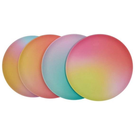 Pink Ombre Melamine Plates 4ct | Girl Birthday Party | Summer Pool ...