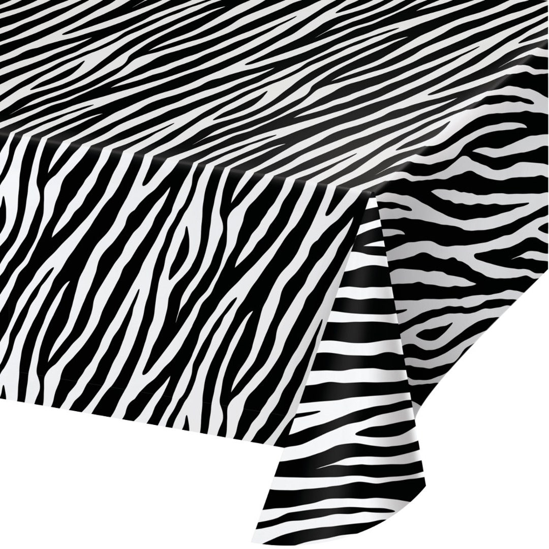 Zebra Print Plastic Table Cover | Jungle Birthday Party | Safari Baby ...
