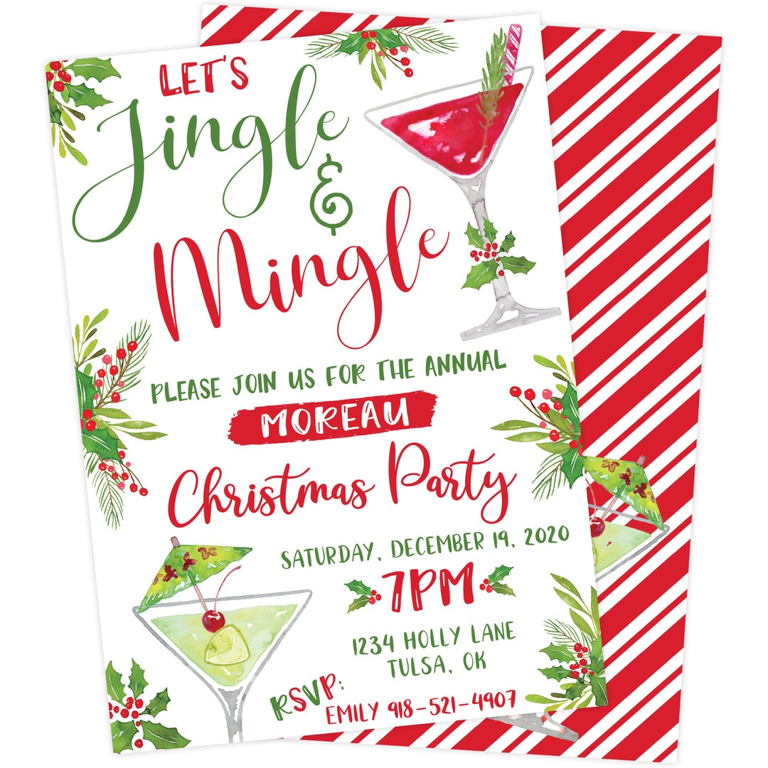 Jingle & Mingle Christmas Party Invitation Christmas Cocktail Party ...