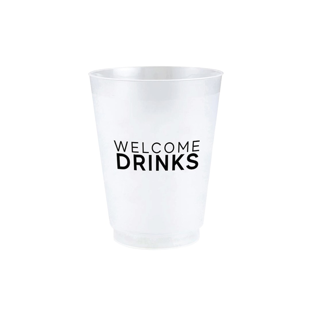 Welcome Drinks Frosted Plastic Cups (8ct) – Party Favor Cups for ...