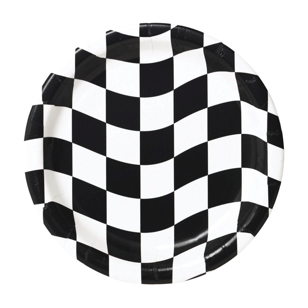 Classic Checkered Flag Lunch Plates 8ct | Race Car Birthday Decor | Two ...